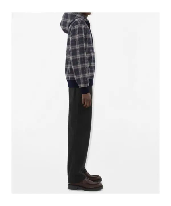 Burberry Checked Zipped Drawstring Hoodie