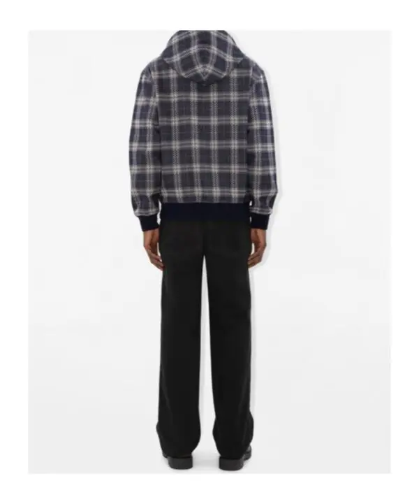 Burberry Checked Zipped Drawstring Hoodie