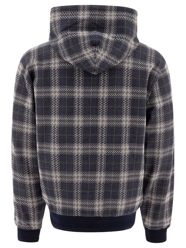 Burberry Checked Zipped Drawstring Hoodie