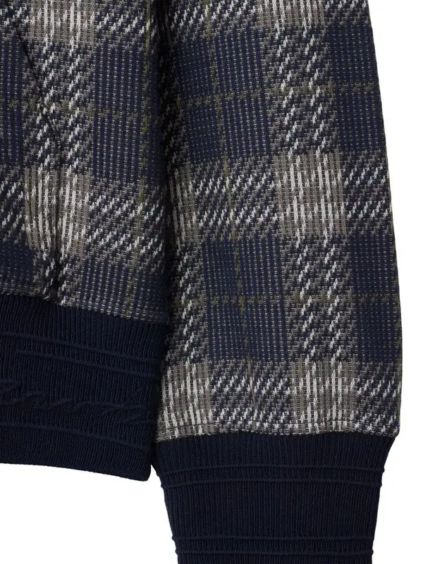 Burberry Checked Zipped Drawstring Hoodie