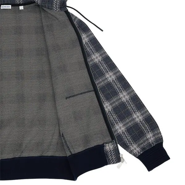 Burberry Checked Zipped Drawstring Hoodie