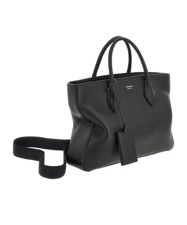 FERRAGAMO Monogram Structured Leather Tote Bag