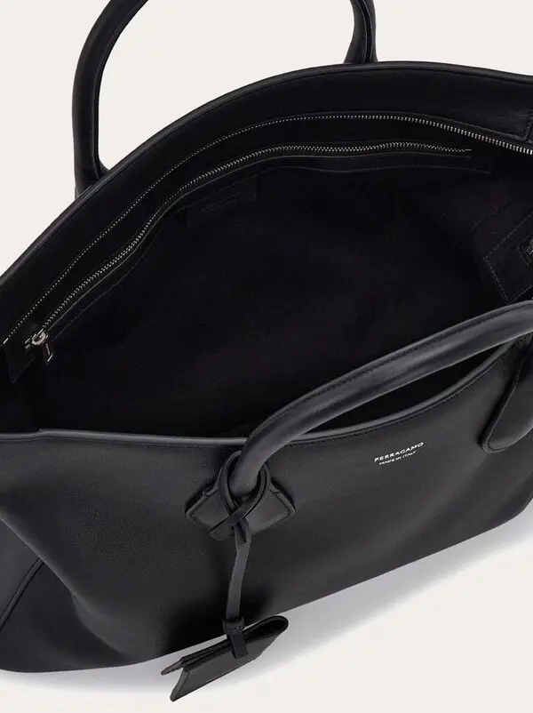 FERRAGAMO Monogram Structured Leather Tote Bag