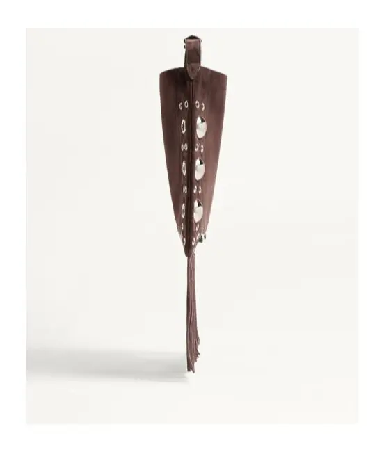 Valentino Garavani Suede Shoulder Bag With Studs And Fringe