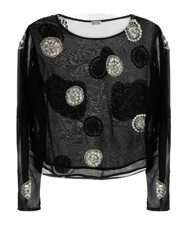 BODE Round Neck Long-sleeved Cover-up - Black