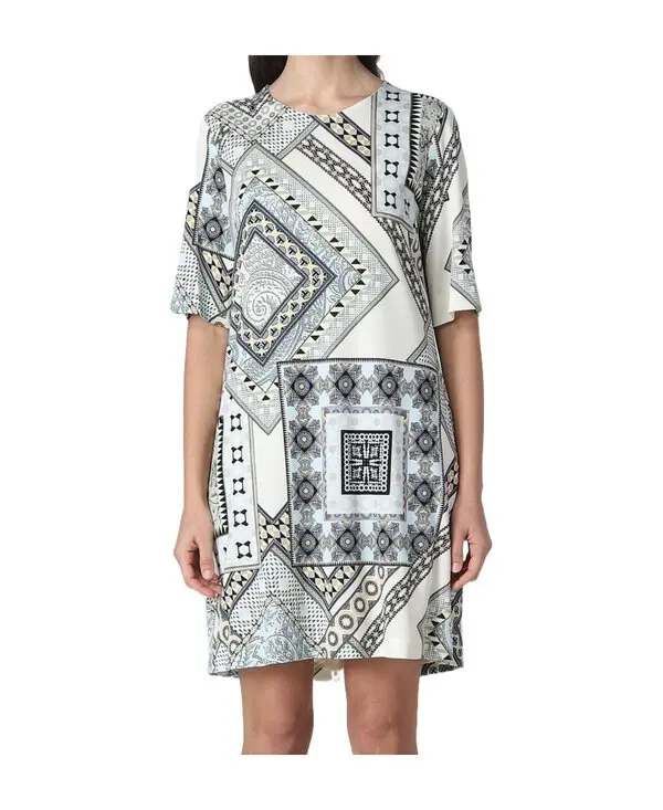 Etro Short-sleeved Patchwork Printed Shift Dress