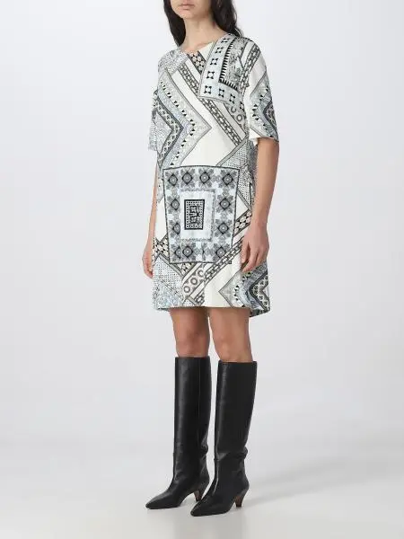 Etro Short-sleeved Patchwork Printed Shift Dress