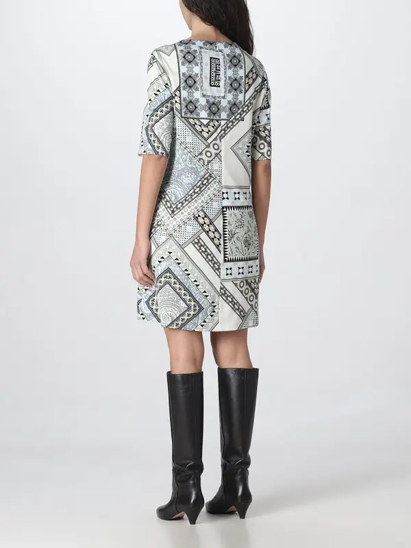 Etro Short-sleeved Patchwork Printed Shift Dress