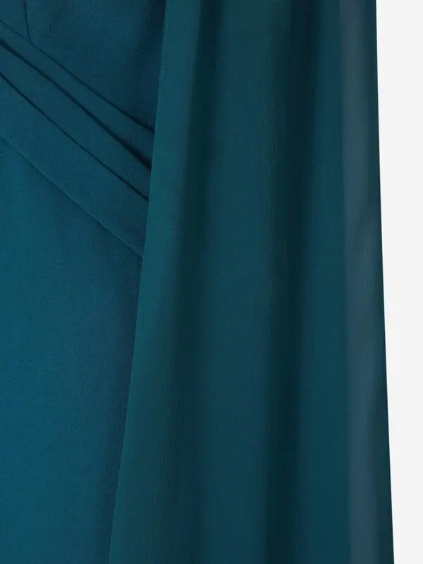Roland Mouret Crepe Layered V-neck Dress With Cape Sleeves