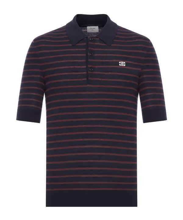 Celine Short-sleeved Polo Sweater In Fine Cotton