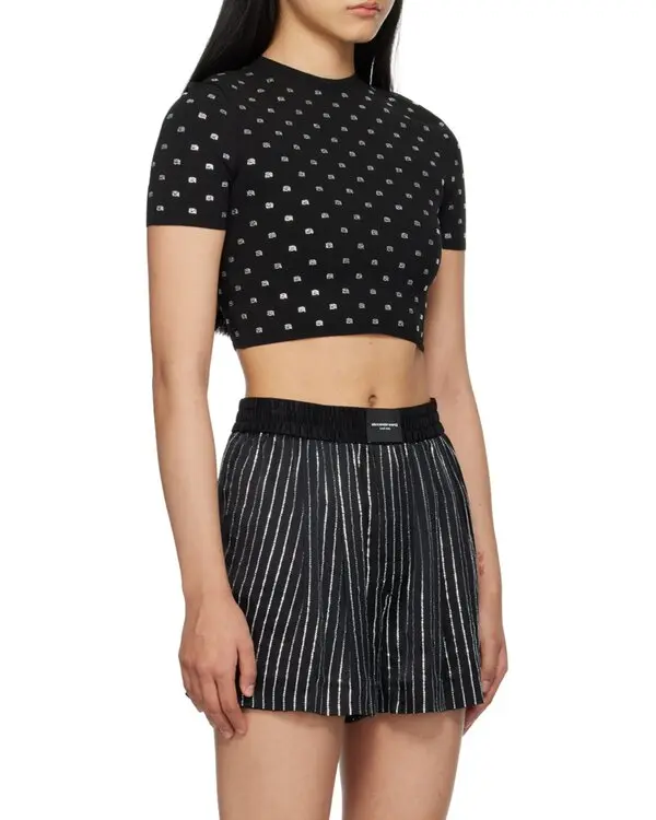Alexander Wang Crystal-logo Cropped Top
