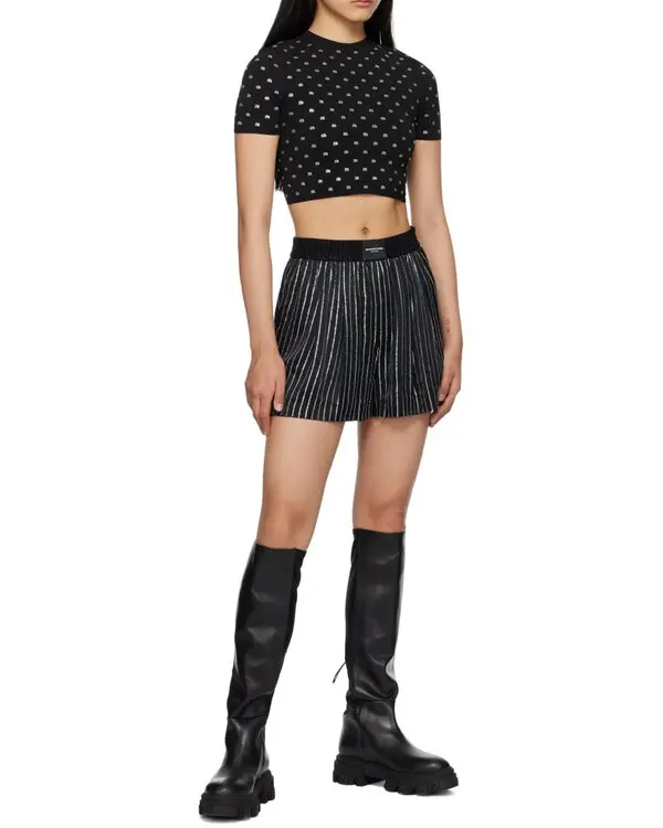 Alexander Wang Crystal-logo Cropped Top