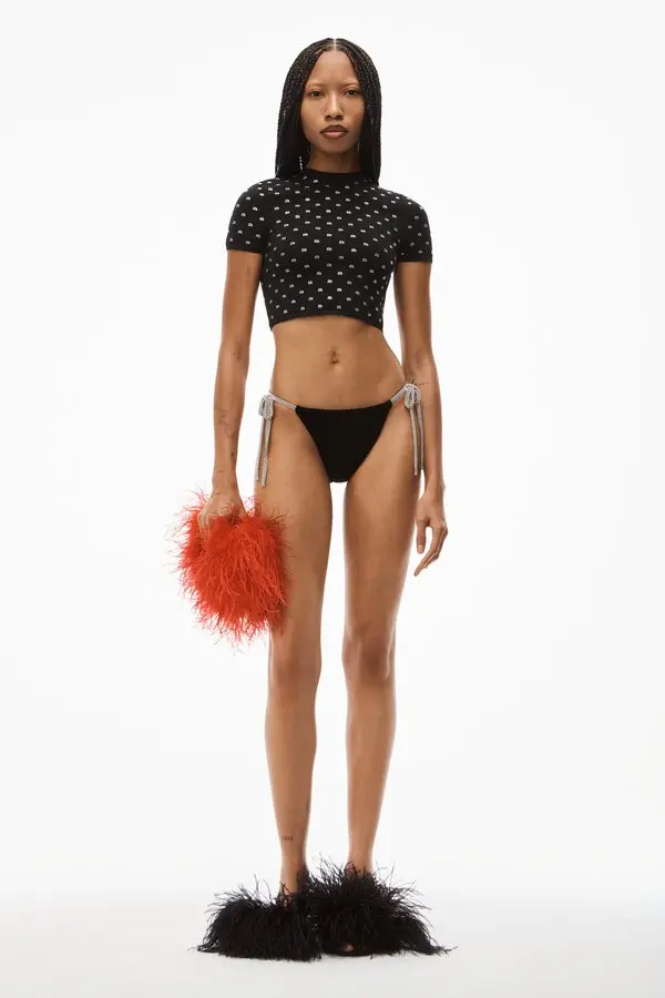 Alexander Wang Crystal-logo Cropped Top