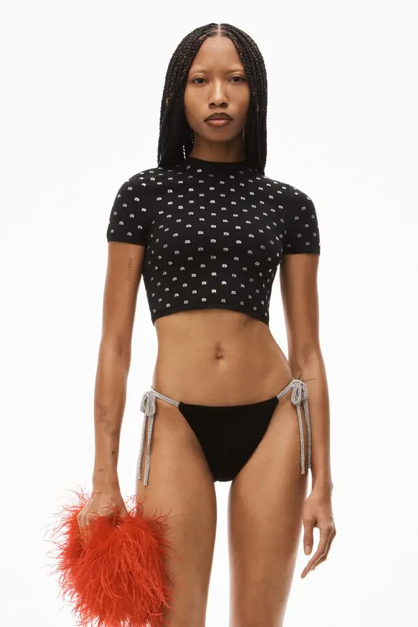 Alexander Wang Crystal-logo Cropped Top