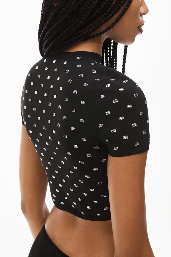Alexander Wang Crystal-logo Cropped Top