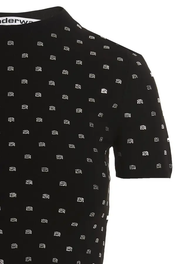 Alexander Wang Crystal-logo Cropped Top