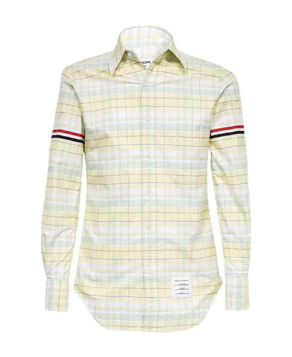 Thom Browne Rwb-stripe Check Shirt - White