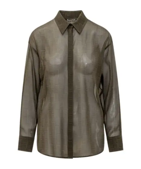FERRAGAMO Monogrammed Semi-sheer Shirt
