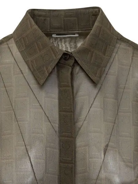 FERRAGAMO Monogrammed Semi-sheer Shirt
