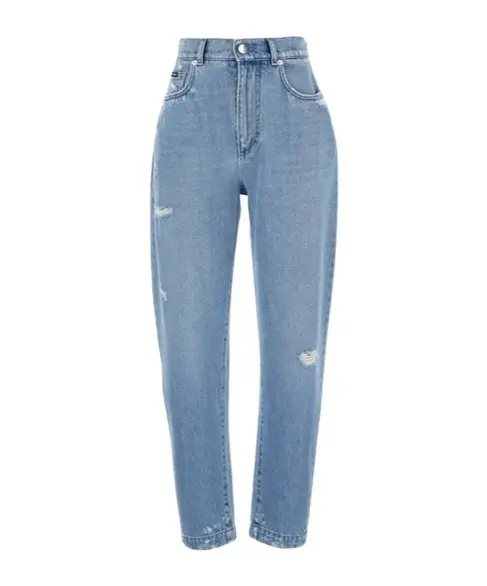 Dolce & Gabbana High Waist Distressed Jeans - Blue