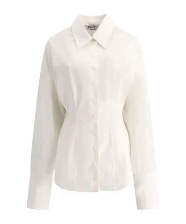 Attico Curved Hem Buttoned Shirt - White