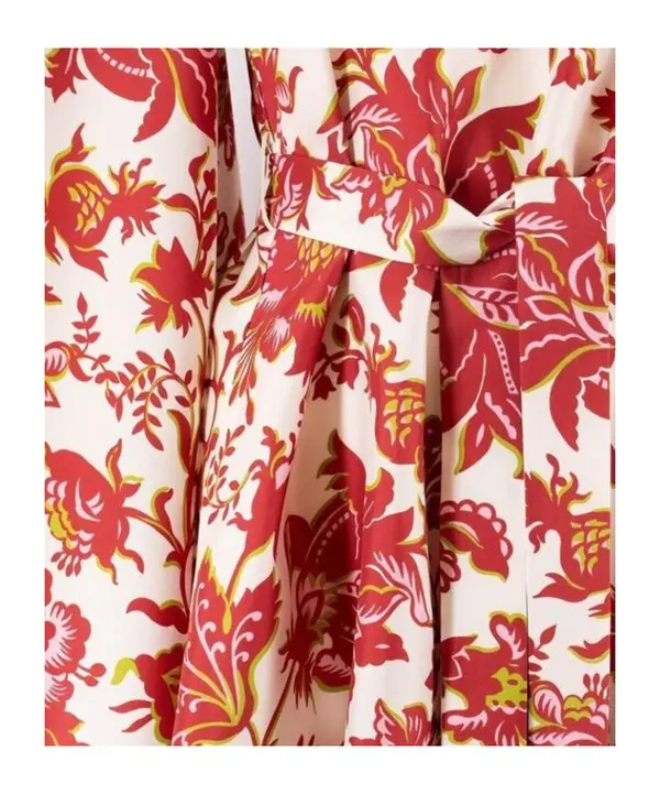 Etro Floral Print Long Sleeve Belted Wrap Dress - Pink
