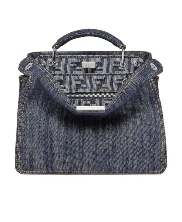Fendi Peekaboo Iseeu Mini Denim Tote Bag - Blue