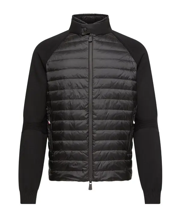 Moncler Tricot Quilted Cardigan With Zip Closure - Black