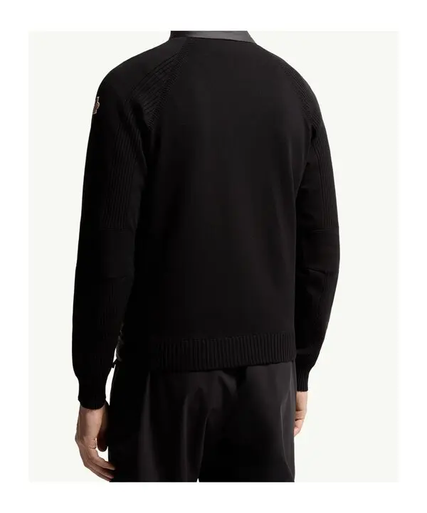 Moncler Tricot Quilted Cardigan With Zip Closure - Black