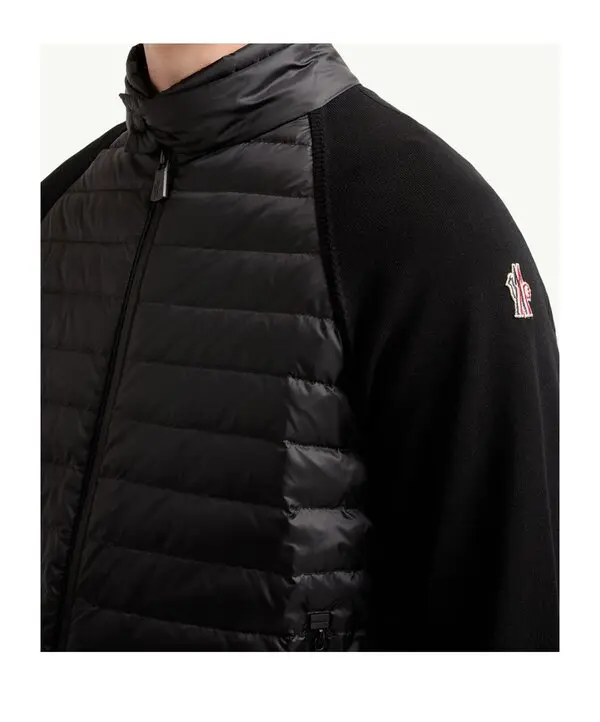 Moncler Tricot Quilted Cardigan With Zip Closure - Black