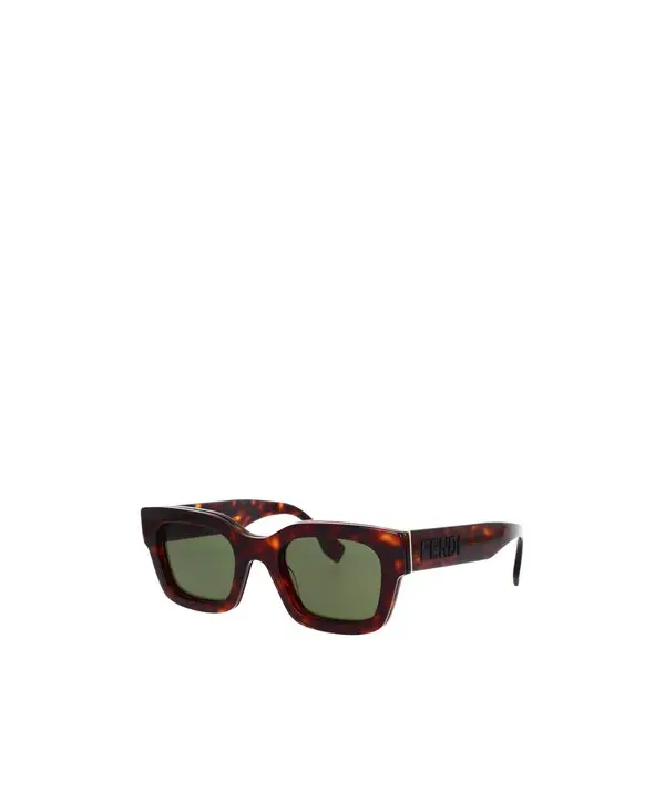 Fendi Rectangular Sunglasses With Logo Detail - Green