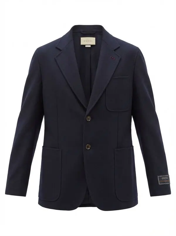 Gucci Web-label Single-breasted Blazer - Blue