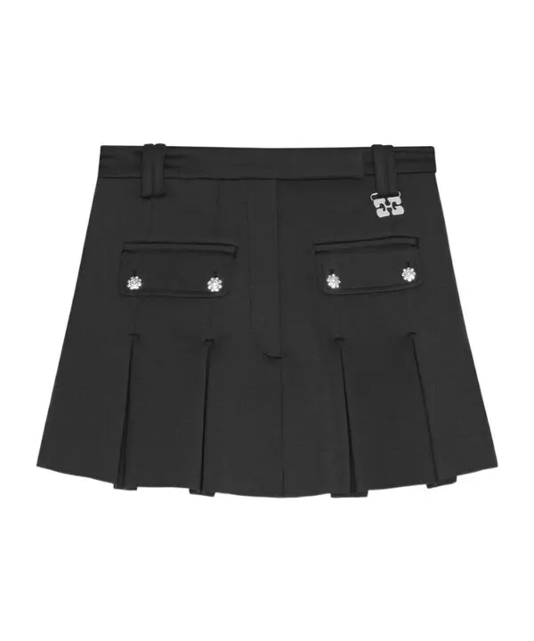 GANNI Pleated Mini Skirt With Pockets - Phantom Black