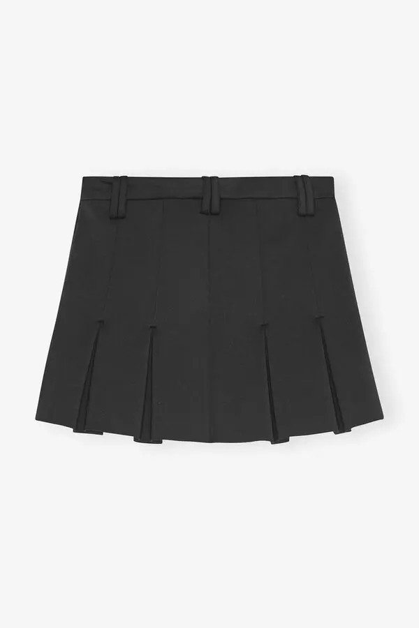GANNI Pleated Mini Skirt With Pockets - Phantom Black