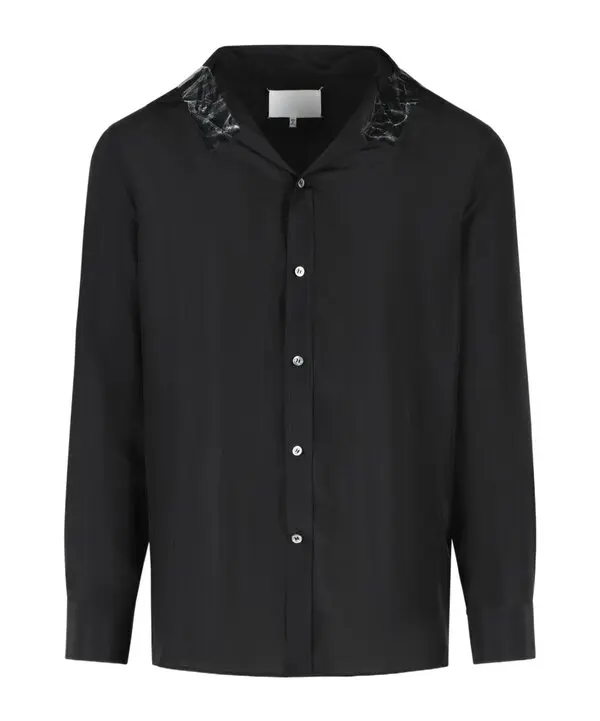 MAISON MARGIELA Tape-detail Long-sleeve Shirt - Black