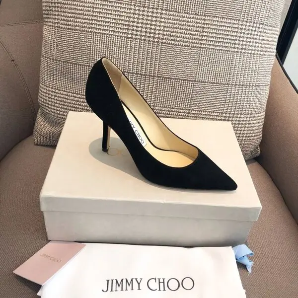 JIMMY CHOO Suede Pointed Toe Stilettos - Black