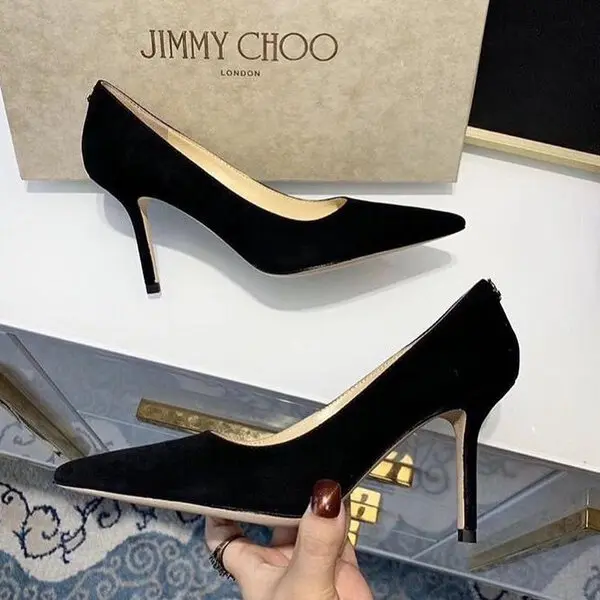 JIMMY CHOO Suede Pointed Toe Stilettos - Black