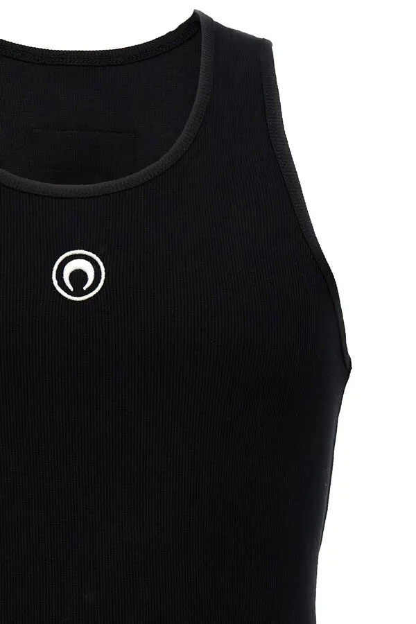 MARINE SERRE Logo Embroidered Ribbed Tank Top