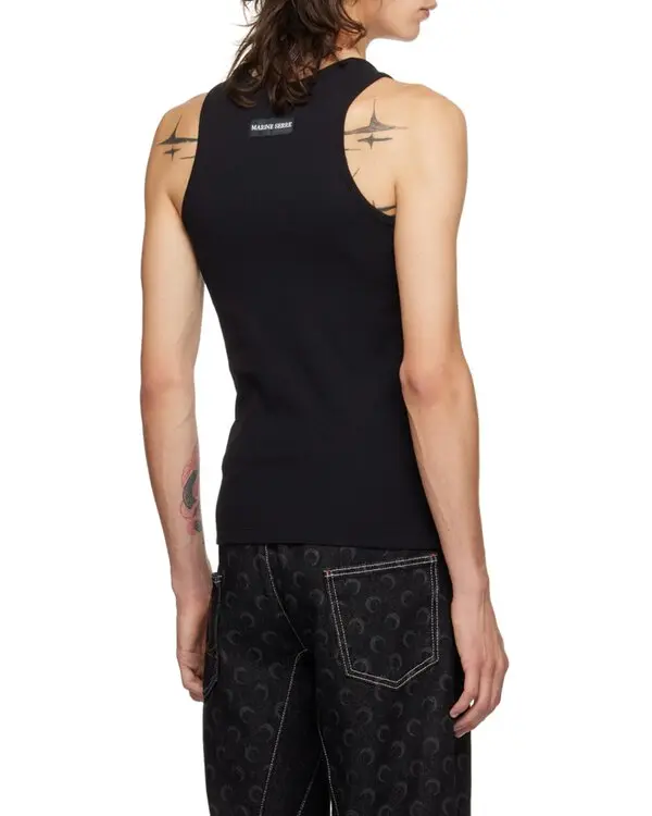 MARINE SERRE Logo Embroidered Ribbed Tank Top