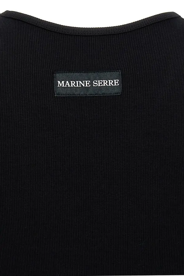 MARINE SERRE Logo Embroidered Ribbed Tank Top