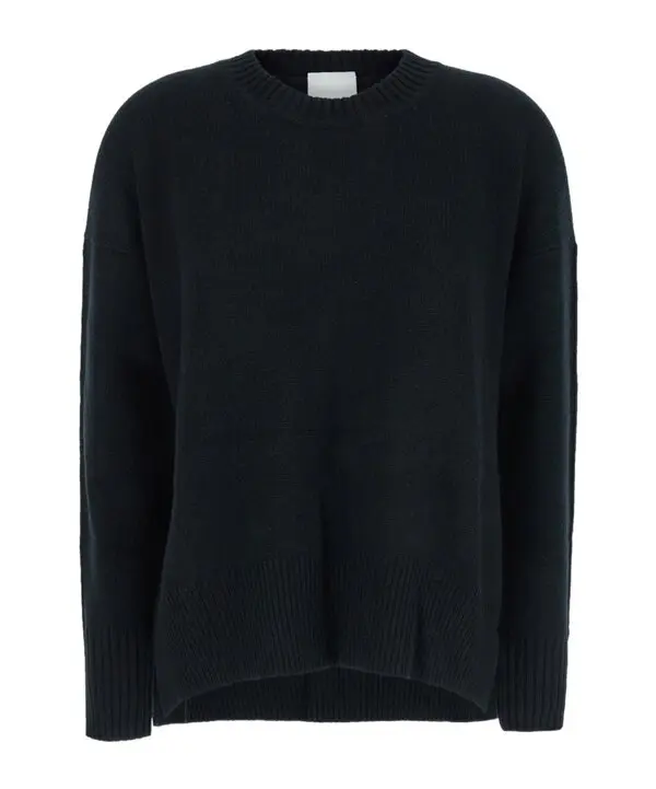 ALLUDE Crewneck Sweater With Dropped Shoulders - Black