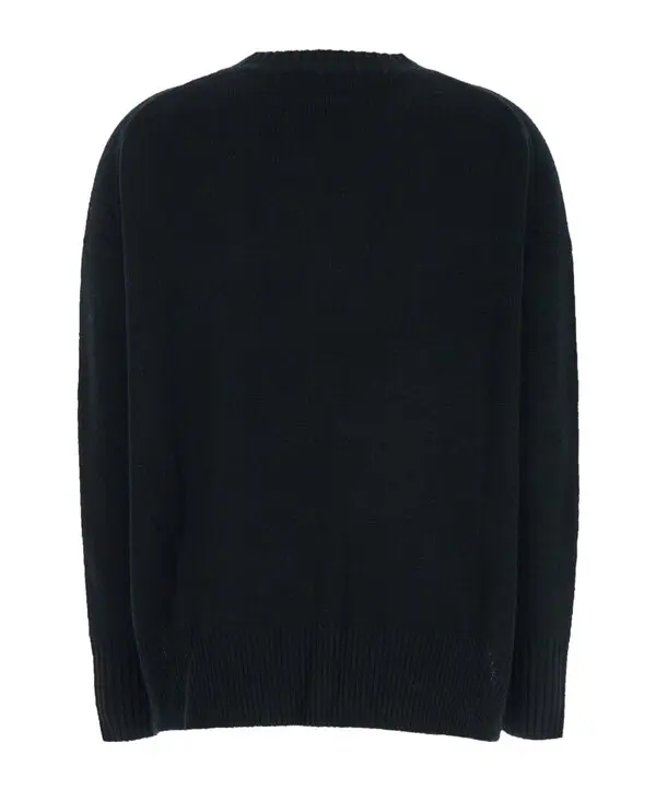 ALLUDE Crewneck Sweater With Dropped Shoulders - Black