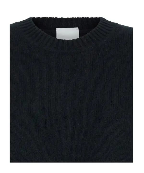 ALLUDE Crewneck Sweater With Dropped Shoulders - Black