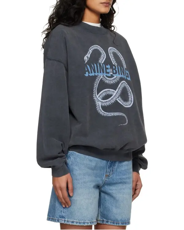 ANINE BING Snake Print Crewneck Sweatshirt