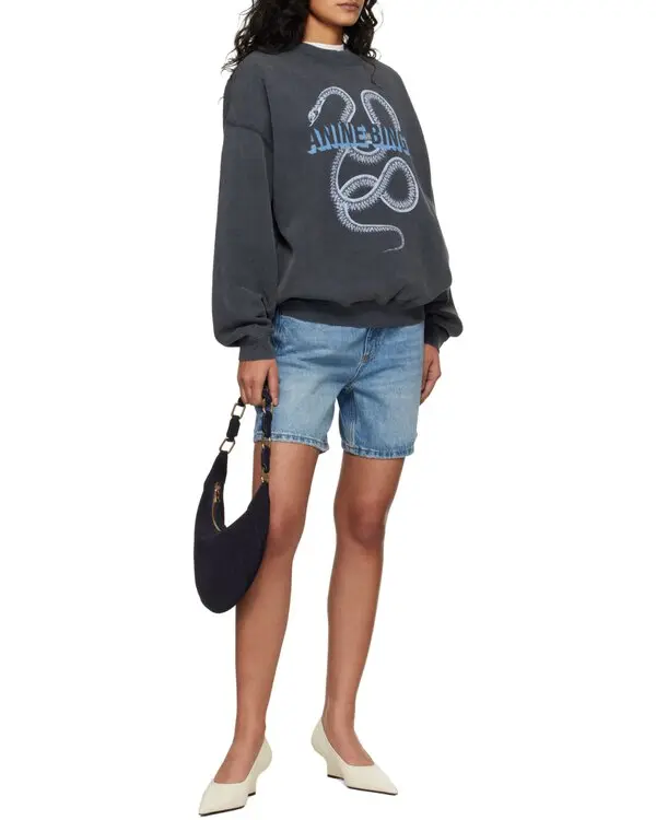 ANINE BING Snake Print Crewneck Sweatshirt