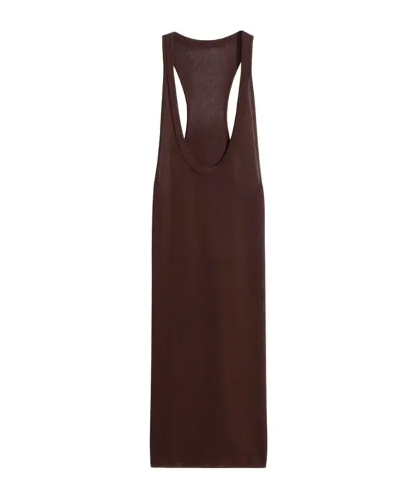 LEMAIRE Ribbed Racerback Tank Dress - Brown