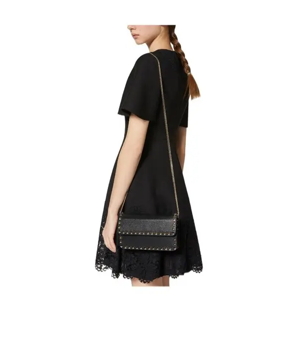 Valentino Garavani Rockstud Foldover Top Crossbody Bag - Black