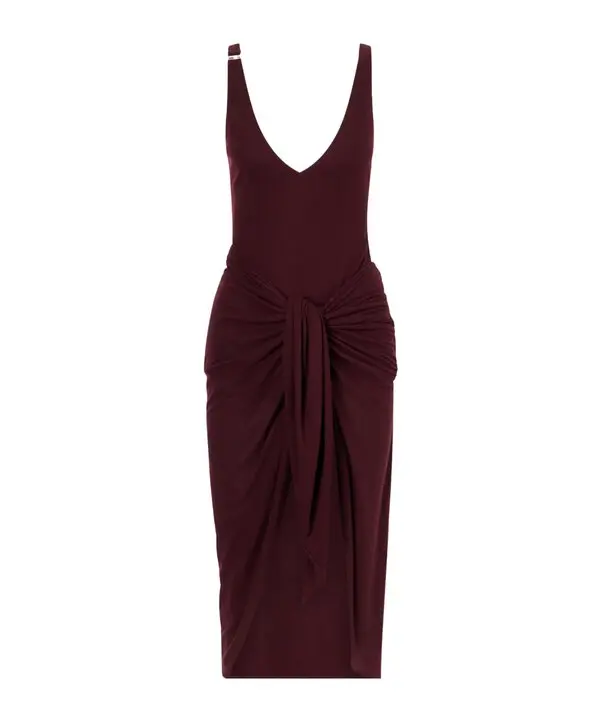 Attico Ribbed Knotted Midi Dress