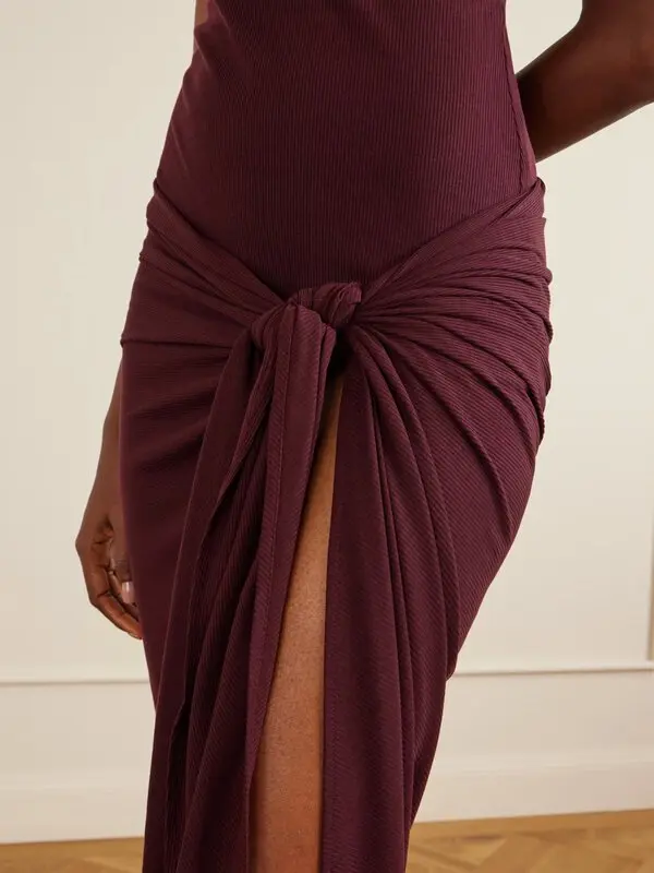 Attico Ribbed Knotted Midi Dress