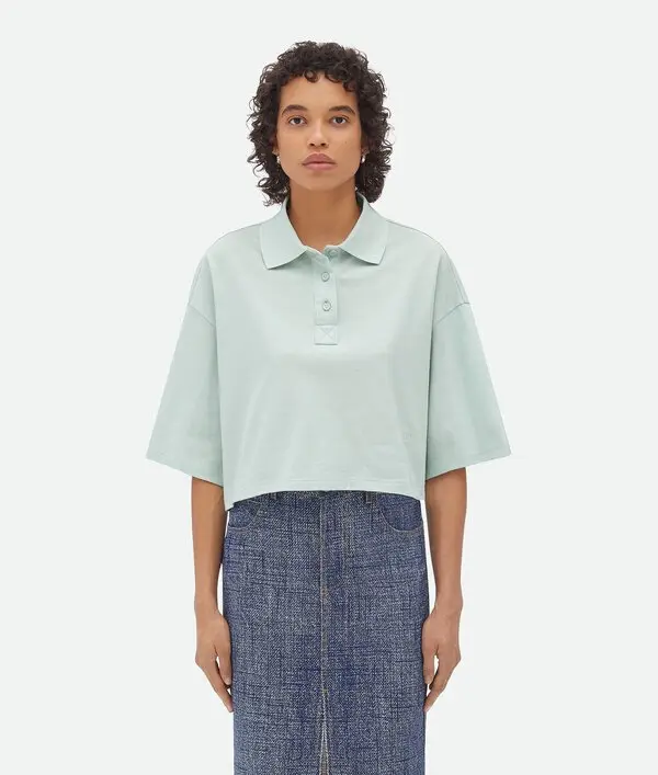Bottega Veneta Cropped Polo Shirt With "bv" Embroidery